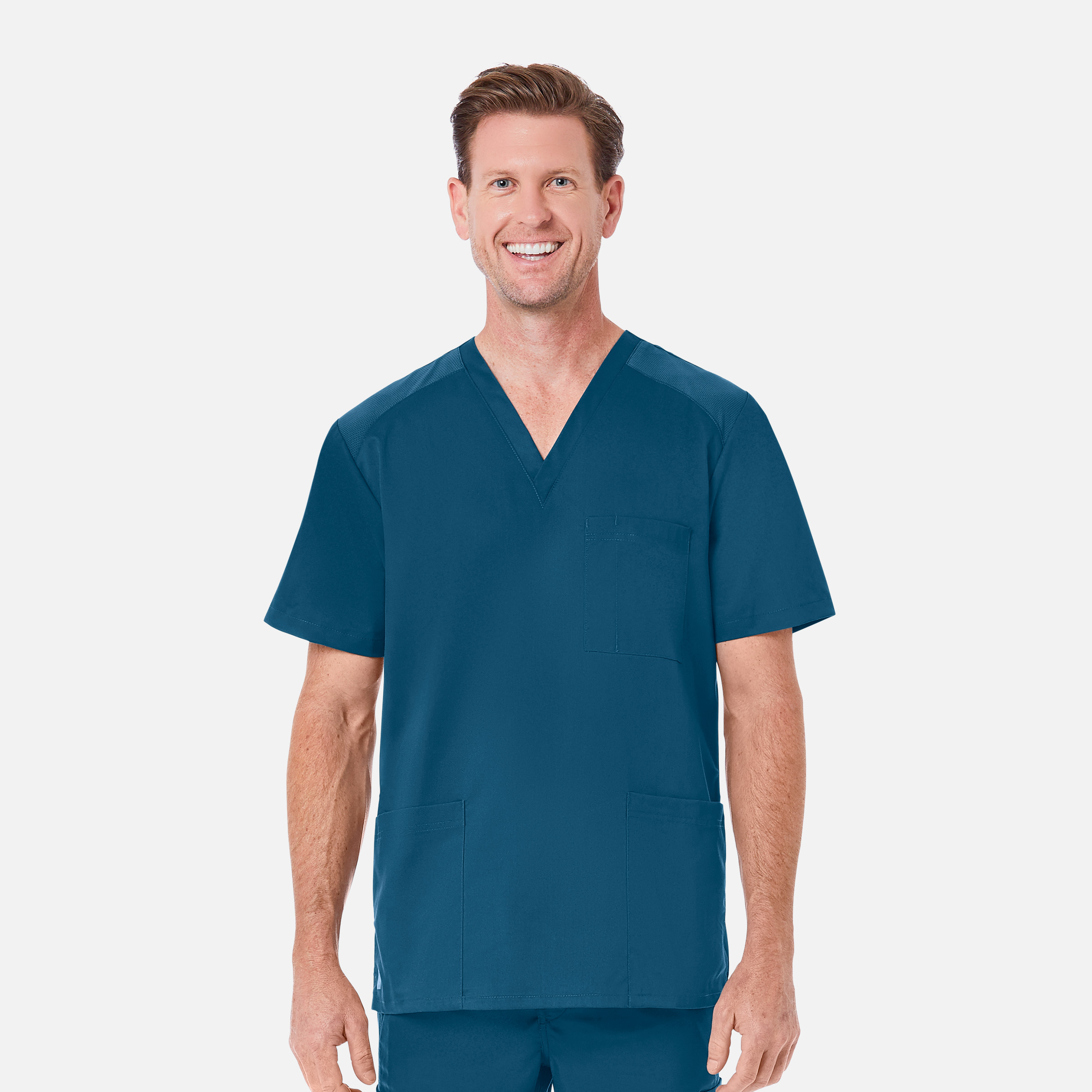 Nurse Uniforms: Solid Color Scrub Tops With Pockets For Men's